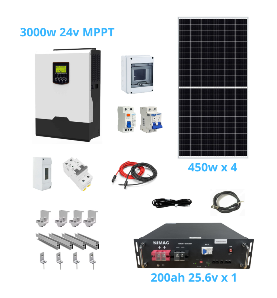 Kit Solar Fotovoltaico 3000W para generación eléctrica.